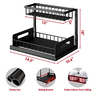 Hillbond Under Sink Organizer Storage 2 Tier Under Sink Shelf Organizer Rack , Multi-purpose Under Sink Storage for Bathroom Kitchen
