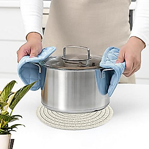 Trivets Pot Holders Set for Hot Dishes Set of 3, Hot Pads for Kitchen, 100% Cotton Trivets for Hot Pots and Pans, Spoon Rest for Cooking & Baking, Stylish Coaster & Hot Mats (Mix Grey 7 Inch Diameter)