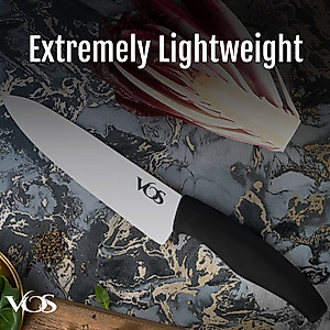 Vos Ceramic Knife Set, Ceramic Knives Set For Kitchen, Ceramic Kitchen Knives With Peeler, Ceramic Paring Knife 4", 5", 6", 7", 8" Inch Black