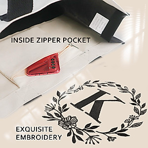 BeeGreen Monogrammed Tote Bags for Mom Teacher Gift Baskets for Godmother Nana Mimi Gigi Bridesmaids Female Coworkers Canvas Tote Bag For Friends Initial Birthday Gifts B