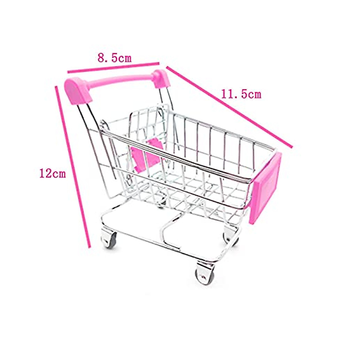 2 Pcs Mini Shopping Cart Supermarket Handcart Shopping Utility Cart Mode Storage Toy, Yellow and Pink