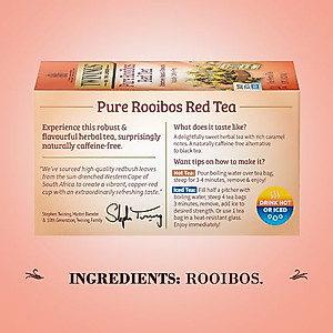 Twinings Pure Rooibos Red Tea - A Naturally Sweet and Tangy Red Tea, Caffeine-Free Herbal Tea Bags, Individually Wrapped, 20 Count (Pack of 2)