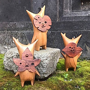 Garden Decor Crafts Creative Cute Expression Korogu Family Safe Wooden Grain Resin Leaf Fairy Ornaments for Home Office Car Interior Decor (A Set)