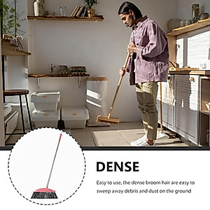 Ciieeo Heavy-Duty Broom, Stainless Steel Broom with Long Handle Floor Sweeping Brooms Wide Angle Outdoor Brooms for Shower Cleaning Patio Kitchen Grout Pink