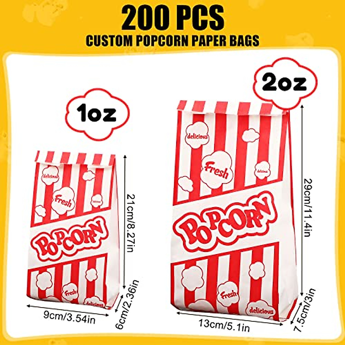 202 Pcs Popcorn Machine Supplies Set, Kernel Sifting Speed Scoop, Stainless Steel Seasoning Dredge with Handle, 200 Pcs Popcorn Bags Bundle for Home Kitchen Theater Movie Tools Supplies (1Oz & 2Oz)