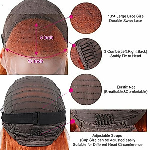 Eteenana Ginger Lace Front Wigs Human Hair Pre Plucked Body Wave 13x4 HD Transparent Lace Front Wigs Human Hair Colored 100% Brazilian Orange Glueless Human Hair Wigs for Women 180% Density (20 Inch)