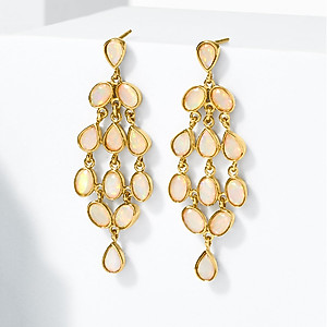 Ross-Simons Ethiopian Opal Chandelier Earrings in 18kt Gold Over Sterling