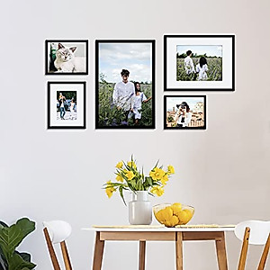 MecTo 11x14 Picture Frame without Mat Hanging Picture Frames to Display Pictures 8x10 with Mat Family Picture Frames Collage Wall Decor Document Certificate Frame (Black, 6 Pack)