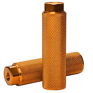 Vuwuma Amotor Bike Pegs Aluminum Alloy Anti-Skid Lead Foot Bicycle Pegs BMX Pegs for Mountain Bike Cycling Rear Stunt Pegs Fit 3/8 inch Axles (Yellow) 11