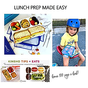 Bento Lunch Box for Kids Boys Adults, School Lunch-Box 4 Leakproof Compartments Snack Container with Utensils, Blue