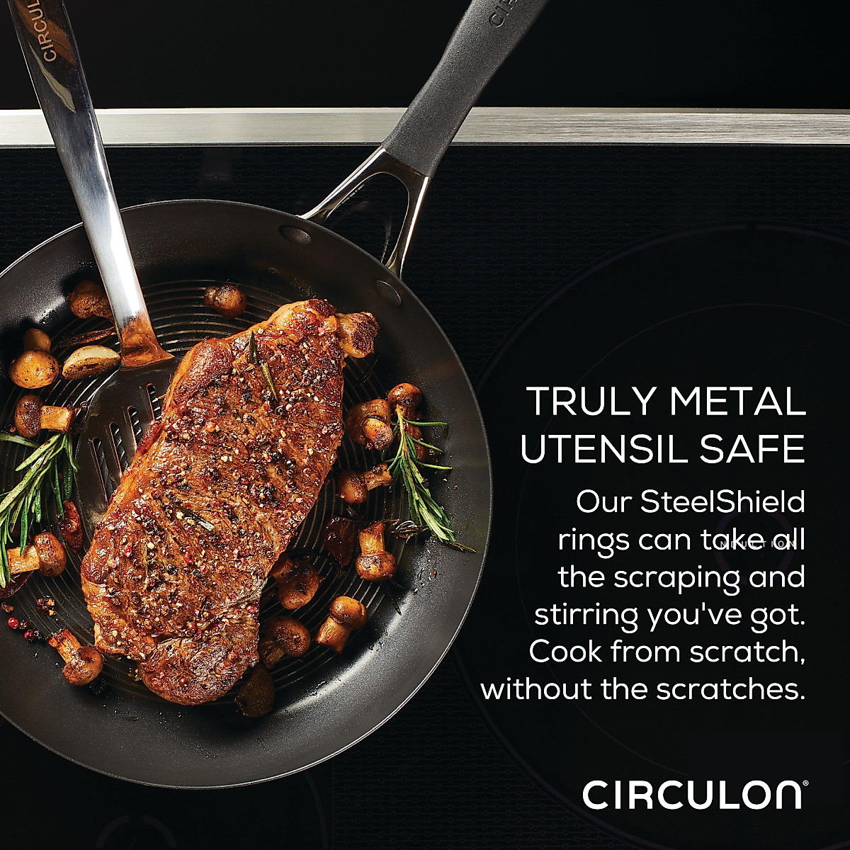 Circulon SteelShield Induction Frying Pan/Skillet with SteelShield Hybrid Stainless and Nonstick Technology, 10.25 Inch - Stainless Steel