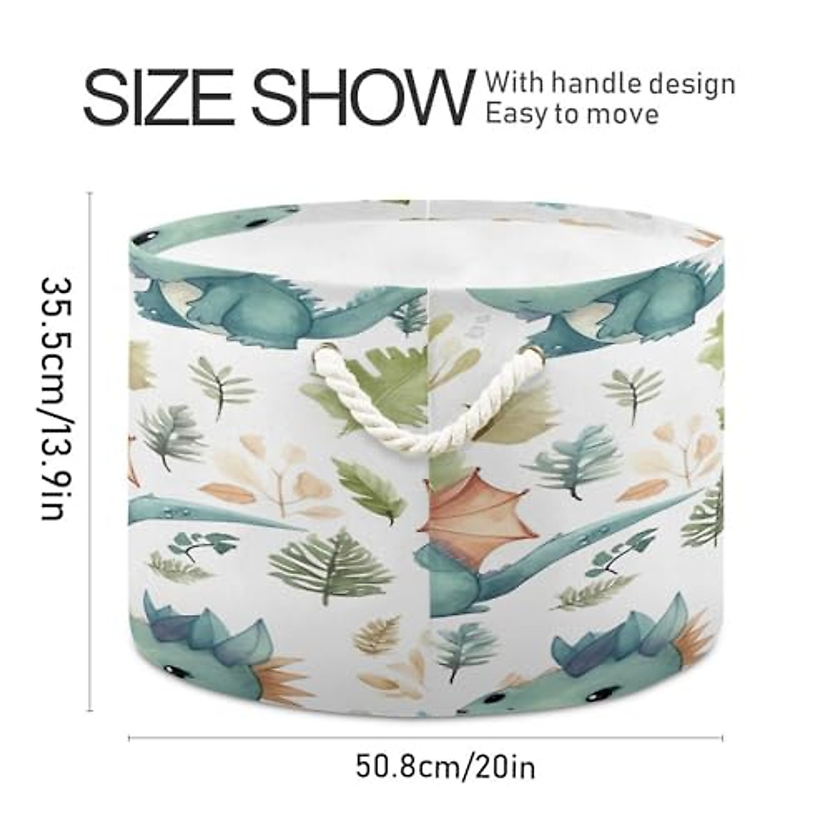 Storage Basket with Cotton Rope Handles Cute Dragon Large Laundry Basket Baby Blanket Basket Toy Clothes Organizer for Living Room, Laundry, Nursery