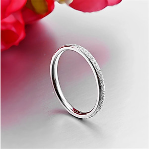 Fashion Month Womens 2mm Stainless Steel Sand Blast Finish Silver Wedding Band Engagement White Gold Domed Ring Size 7