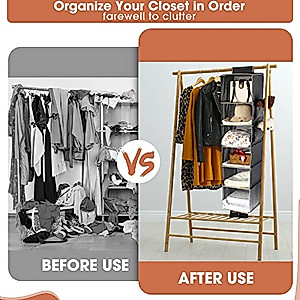 Shappy 4 Pack Hanging Closet Organizers and Storage, 6 Shelf Wide Dorm Closet Sweater Clothes Hat Baseball Cap Organizer Hanging Storage Shelves Collapsible Closet Clothes Organizer (Grey)