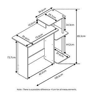 Furinno Efficient Home Laptop Notebook Computer Desk with Square Shelves, Americano/Black