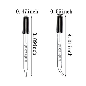 20pcs 1ml Eye Dropper,10pcs Straight Tip Glass Droppers and 10pcs Bent Tip Measured Dropper,for Accurate Easy Dose and Measurement
