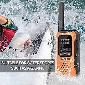2Pack Walkie Talkies for Adults Waterproof Long Range FRS Float Walkie Talkies,IP67 Two-Way Radio with USB-C Charging Cable NOAA,Flashlight SOS and Headsets for Skiing Kayaking Camping (Orange)
