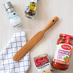 FAAY Skinny Spurtle for Sourdough Starter, Spreading, Cooking, Mixing, Reaching Bottom of Jar, Kitchen Utensils, 100% Healthy from High Moist Resistance Teak for Non Stick Cookware and Instant Pot