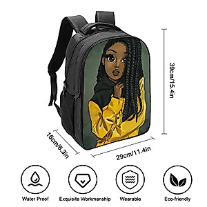 SARA NELL Kids Black Girl School Backpack African American Girl School Bags Black Art Afro Girls Boys Girls Bookbag for Elementary Students, 16 Inches
