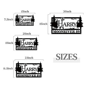 Modern House Numbers Sign for Outside, Metal Address Sign with Family Name, Personalized Address Numbers Tree Sence Deer Hunter Handmade Metal Address Sign Address Plaque Front Door Sign