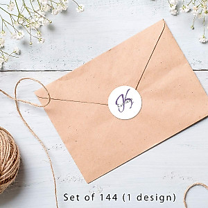 Current Personalized Initial & Name Inspirational Envelope Seals - Set of 144, 3 Color Choices (Gray, Brown, Purple), 1-1/2 Inch Round Stickers