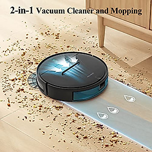 EICOBOT Robot Vacuum and Mop Combo,2000Pa Suction,Robot Vacuum Cleaner,2 in 1 Mopping Robot Vacuum,230ML Water Tank, Slim,Self-Charging,Vacuum Robot Ideal for Hard Floor, Pet Hair, Carpet,Black