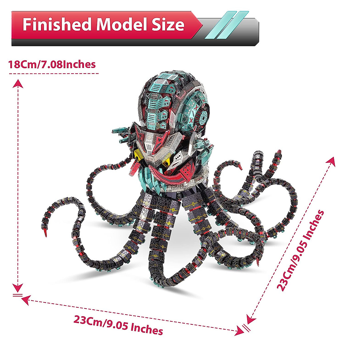 Microworld 3D Metal Puzzle, Mechanical Octopus Devil Challenge Metal Model Kits, Metal Kits Brain Teaser DIY Art Craft Home Decor Gift Toys for Adult Men