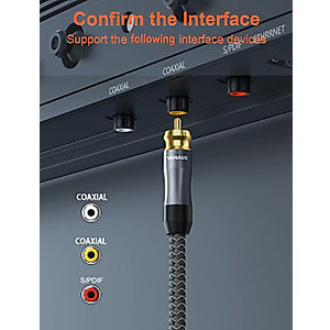 VANAUX Subwoofer Cable, 5ft Digital Coaxial Audio Cable, RCA to RCA Cables,Male to Male Mono [20AWG,Gold-Plated,Braided Jacket] for Home Theater, HDTV, Amplifier Speaker Soundbar(1.5m/5ft)