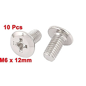 uxcell M6x12mm Male Thread Phillips Flat Head Bolt Screw Suitable for Double Bed Furniture TV Rack Wall Hanging 10pcs