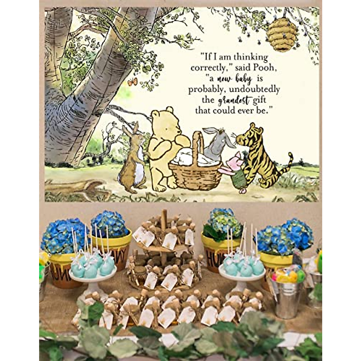 Unbala Cute Winnie Backdrop for Baby Shower 57 x 37 Inch Quotes Pooh Photography Background Banner Great Newborn Birthday Party Supplies Decorations