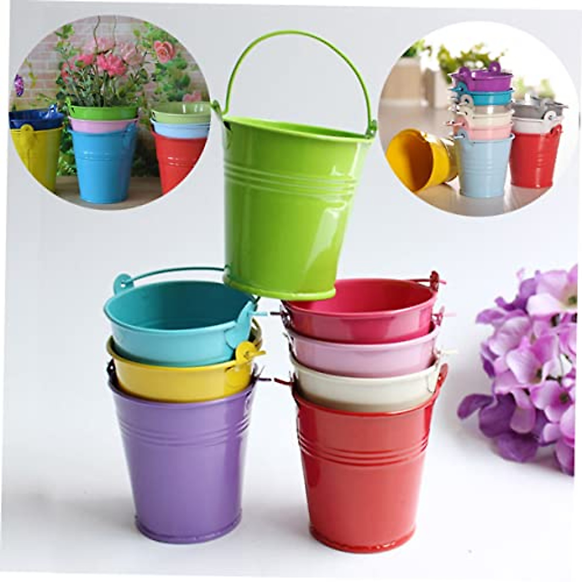 Yardwe Flower Bed Decor Basket Decor Fence Decor 10pcs Bucket Planter Balcony Bucket Hanging Flower Buckets Hanging Flower Pots Garden Hanging Bucket Balcony Hanging Bucket Flowerpot Drum
