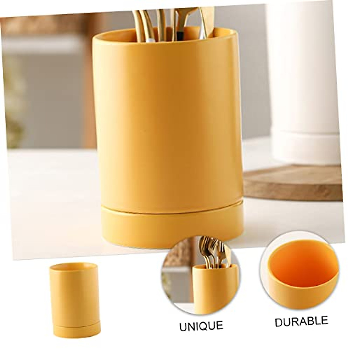 UPKOCH 2 sets with Ceramic Caddy Rack Home Utensil Canister Countertop Drainer Makeup Forks Spatulas Decoration and for Holder Rest Yellow Chopstick Cutlery Organizer Base Matte