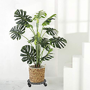 Fasmov Cast Iron Plant Stand Plant Pallet Caddy Plant Pot with Heavy Duty Wheels Indoor Planter Trolley Casters Rolling Tray Coaster