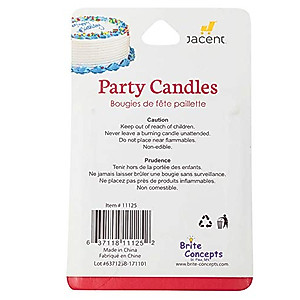 Jacent Fun Glitter Striped Birthday Candles, Blue, Yellow, Orange, Pink and Purple - 20 Count per Package, 1-Pack