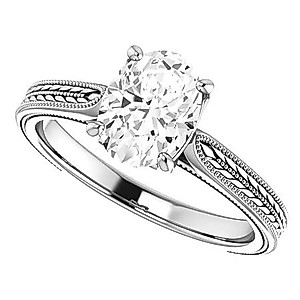 Mois 3 CT Oval Colorless Moissanite Engagement Ring for Women/Her, Wedding Bridal Ring Set, Eternity Sterling Silver Solid Gold Diamond Solitaire 4-Prong Sets for Her (6)