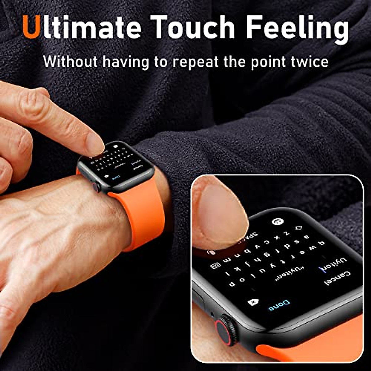 Uyiton Compatible with Apple Watch Series 8/7 45mm Screen Protector [Full Coverage][Auto-Alignment Installation Kit] HD Clear Bubble-Free Hard Coated Flexible PET Film for iWatch Cover 45mm, 2 Pack