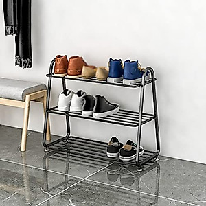 Shoe Rack Shoe Shelf Stackable Shoe Rack 3-Layer Shoe Rack Floor Standing Shoe Shelf Wrought Iron Shoe Storage Rack Entryway Living Room Bedroom Hallway Shoe Storage Organizer Shoe Bench Stackable Sh