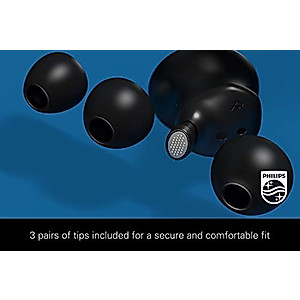 Philips T8505 True Wireless Earbuds, Hybrid Active Noise Canceling (ANC), Bluetooth 5.0 Voice Assistant, IPX4 Splash Resistant, App Control, USB-Charging, Wireless Charging case Included (TAT8505BK)