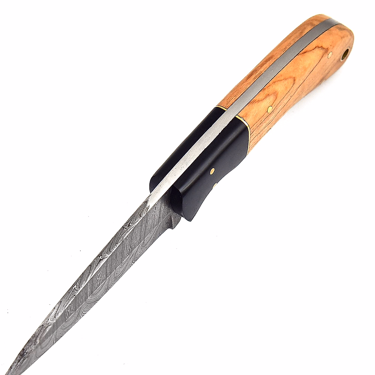 S50- Professional Custom Handmade Damascus Hunting Knife - Best Damascus steel Fixed Blade Hunting Skinning Knife Camping, Survival Knife with Leather Sheath Overall length of hunting knife is 8” blade 3.5” handle 4.5”