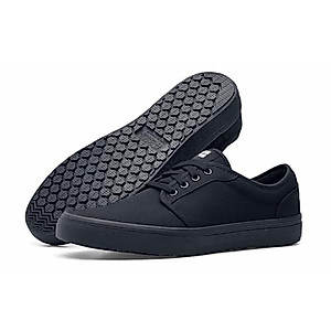 Shoes for Crews Merlin, Men's, Women's, Unisex Slip Resistant Canvas Work Shoes, Water Resistant, Black, Men's 6 / Women's 7.5