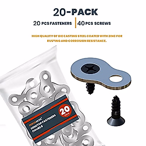20 Pack Figure 8 Shaped Steel Desk Top Fastener Clip, Heavy Duty Figure-Eight Fasteners Table Top Connector or Desk Top Fastener Clip, Solid Steel with Nickel Screws
