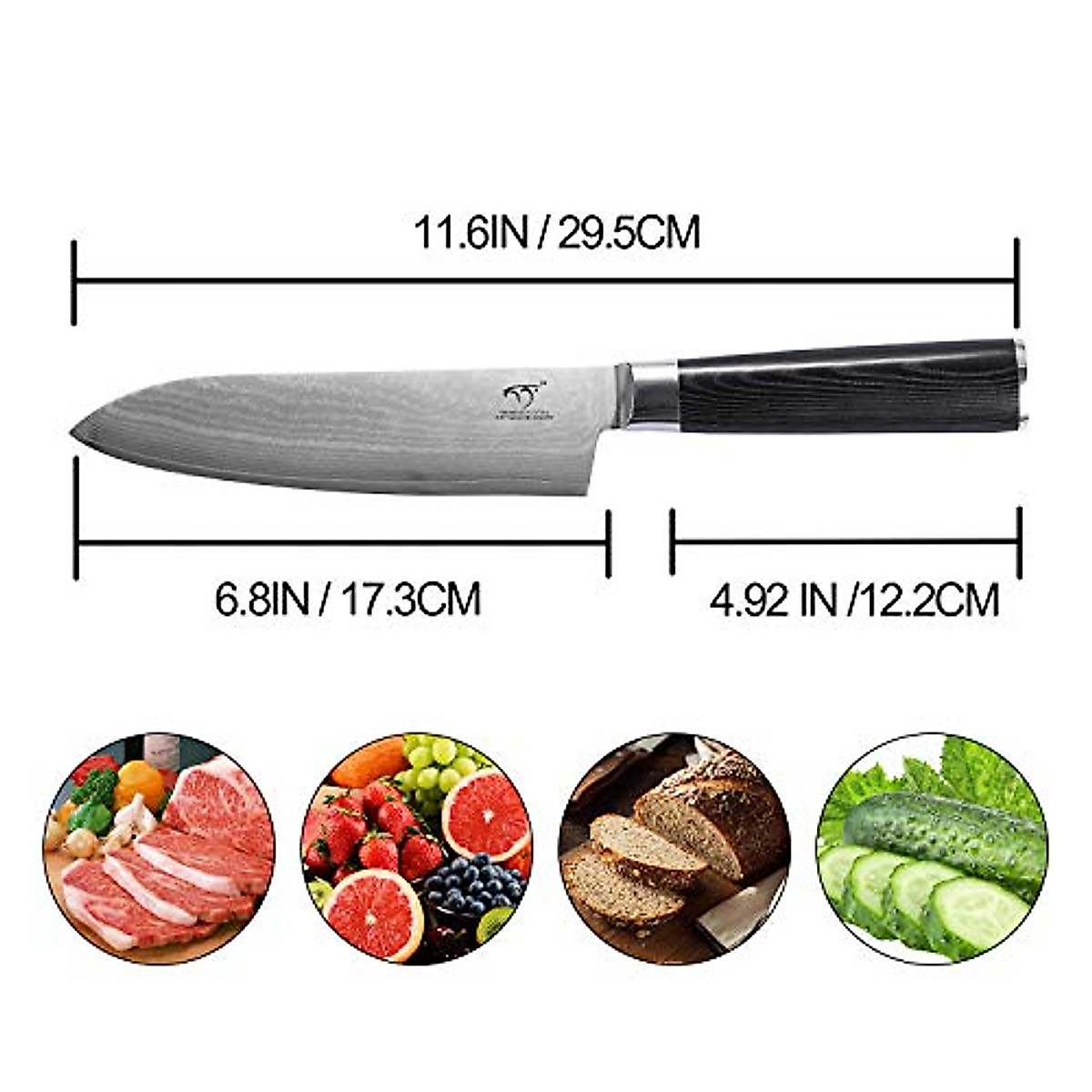Damascus Santoku Knife 7 Inch, Professional Kitchen Knife Forged with VG10 Super Steel 67 Layer Damascus, Non-slip Wood Ergonomic Handle, Razor Sharp Lightweight Multipurpose Full Tang