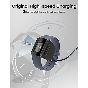 Sinoacc Charger for Fitbit Charge 3 Replacement USB Charging Cable Cord for Fitbit Charge 3 Fitness Activity Tracker 3.3Ft/1M