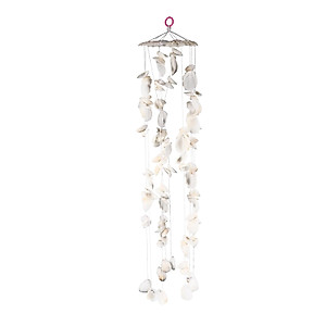 BESPORTBLE Natural Seashell Wind Chime Seashell Wind Bell Decorative Hanging Ornament Nautical Home Decor Gift for Room Patio Balcony Garden (White)