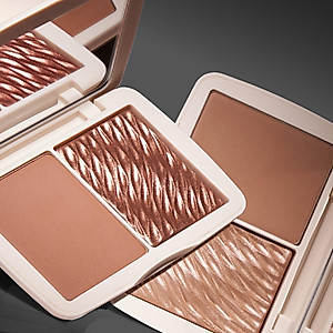 COVER FX Monochromatic Powder Bronzer Duo - Suntan Bronze - Soft Matte + Luminous Shimmer Finish - Create Custom, High Impact Bronze Glow