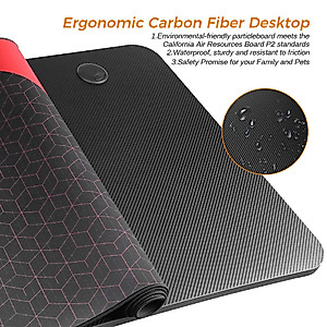 DESIGNA Computer Desk Racing Style, 47 inch Gaming Desk, Writing Home Office Desk with Free Mouse Pad, USB Handle Rack, Cup Holder & Headphone Hook, Black