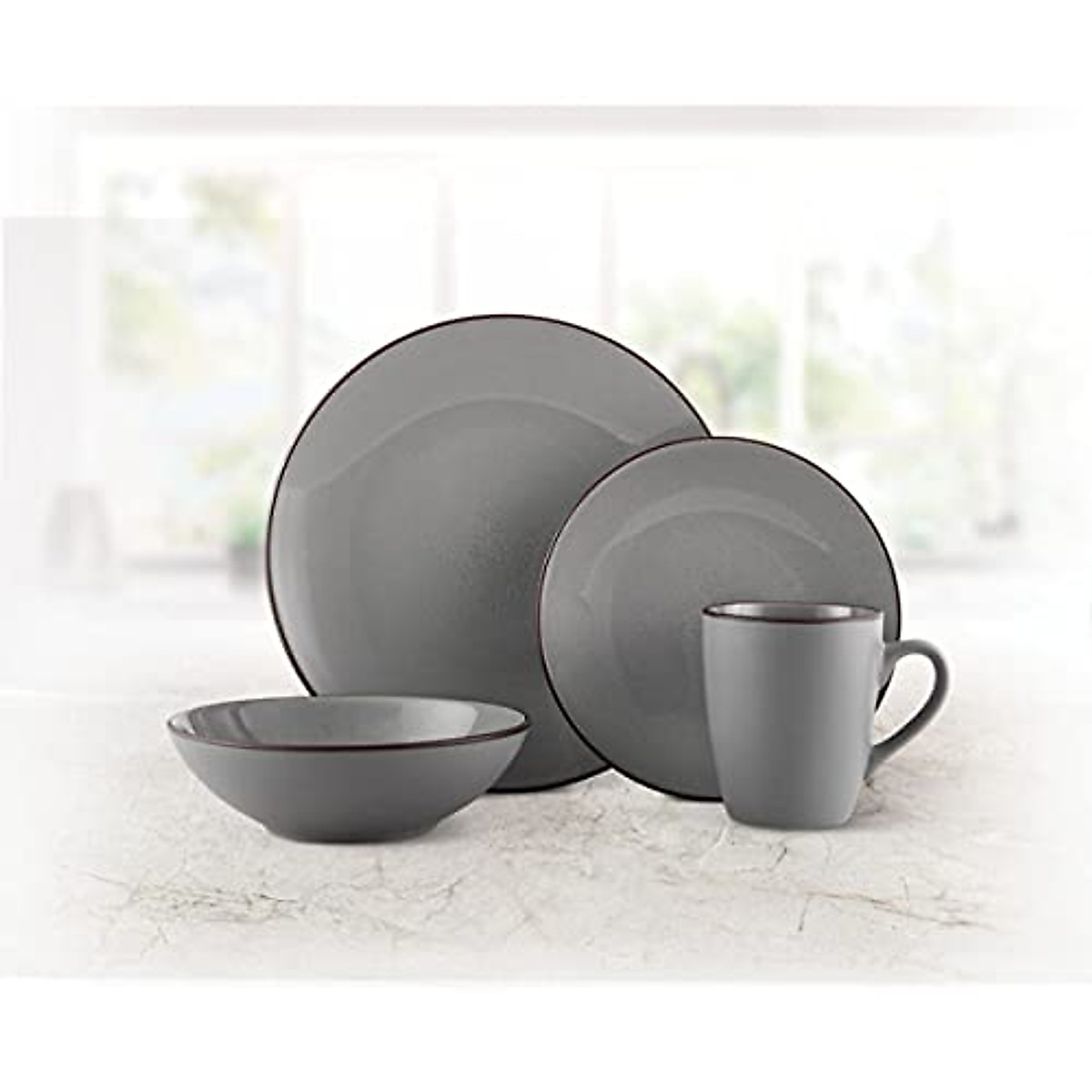 Pfaltzgraff Pierce 16-Piece Dinnerware Set, Service for 4, Gray