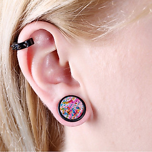 WBRWP 54PC Gauges Kit Ear Plugs and Tunnels Stretching Expander-Starter : 14G-00G Color Splash Acrylic Tapers and Plugs with Double O-Ring and Spiral Taperss Body Piercing Colorful set