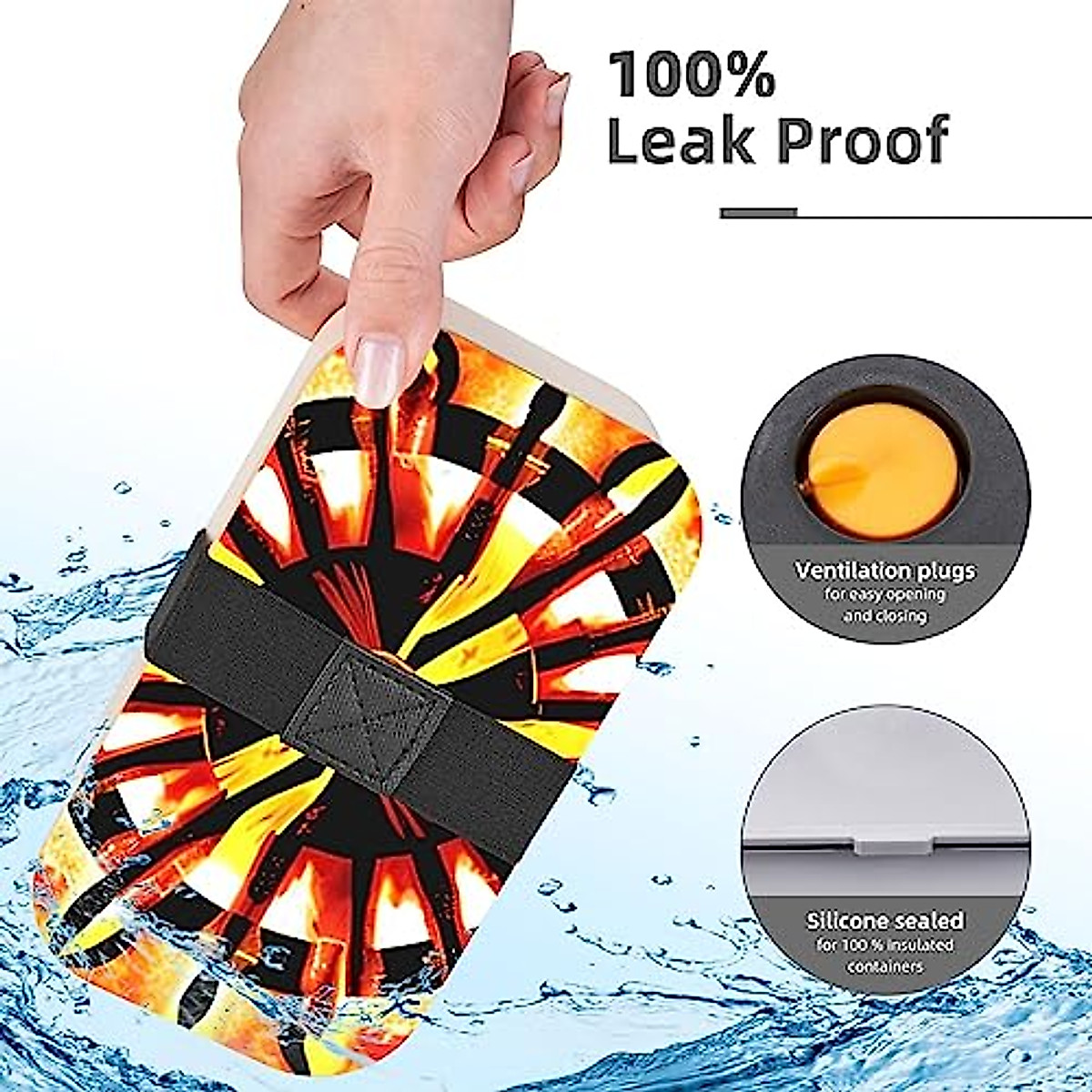 Burning Totem Adult Lunch Box, Bento Box, With Cutlery Set Of 3, 2 Compartments, Rectangular, Lunch Box For Adults