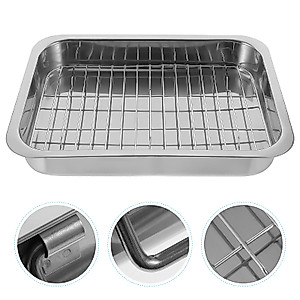 Non-Stick Roasting Pan with Rack: Large Oven Roaster Tray Chicken Roaster Tray Oven Pans for Cooking Lasagna with Stainless Steel Handles